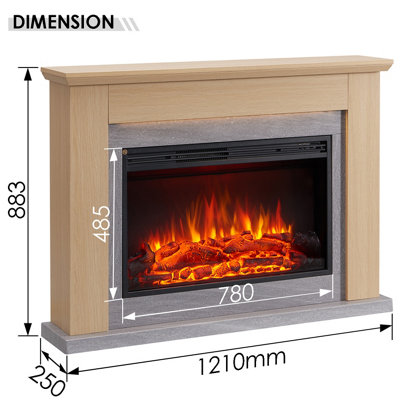 FLAMME 48" Ingleton Fireplace with surround 2kW Fireplace Heater ...