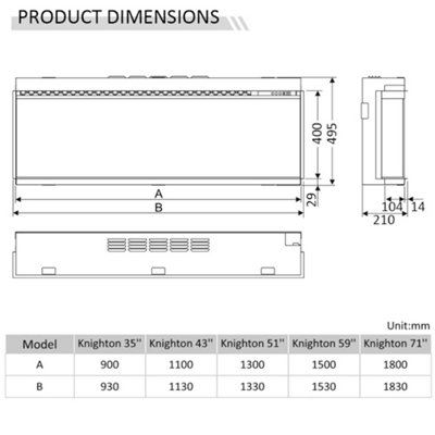 FLAMME 51" Knighton 3-Sided Electric Media Wall Fire Multiple Flame ...