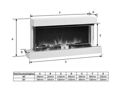 Buy FLAMME 51" Knighton Wall Mounted Fireplace at B&Q