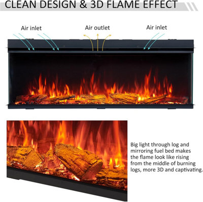 FLAMME 51" Panoramic Knighton Platinum Smart Inset Media Wall Electric ...