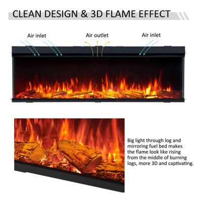 FLAMME 59" Panoramic Knighton Platinum Smart Inset Media Wall Electric ...