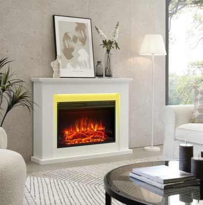 FLAMME Ingleton Electric Fireplace with 48" surround with 2kW Fireplace ...