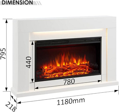 FLAMME Madura Electric Fireplace with 47'' surround with 2kW Fireplace ...