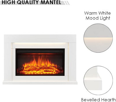 FLAMME Madura Electric Fireplace with 47'' surround with 2kW Fireplace ...