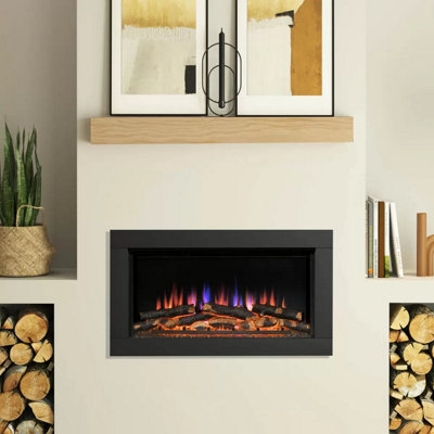 Flare Avella Wall Mounted Inset Electric Fire - Black, 2kW Heater ...