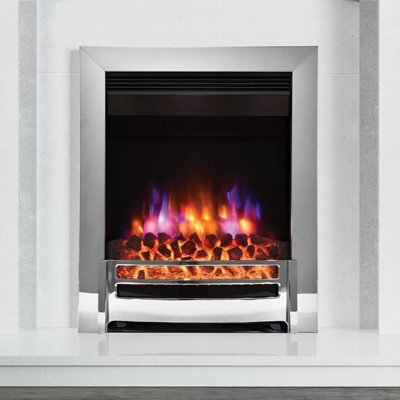 Flare Ember Inset Electric Fire in Chrome, 2kW Heater, Traditional 16 ...