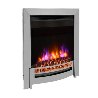 Flare Ember Inset Electric Fire in Chrome, 2kW Heater, Traditional 16 ...