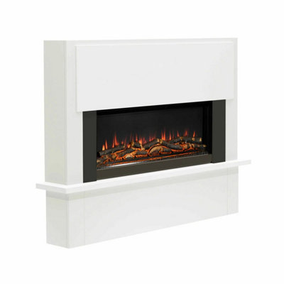 Flare Fairview Electric Fireplace Suite Ash White, 2kW Heater, LED ...