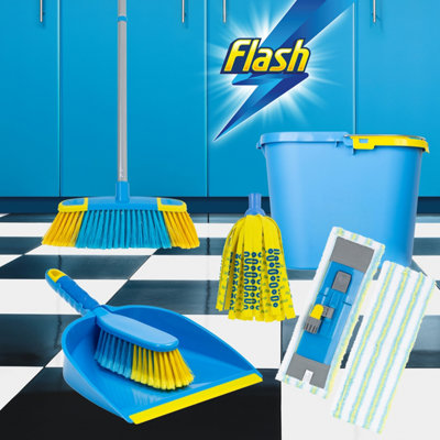 Flash 3 Piece Handle, Broom Head, Flat Mop Head + Refill, Mighty (30% ...