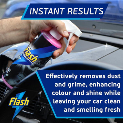 FLASH Car Dashboard & Cockpit Cleaner Interior Plastic Shine Spray 3x500ml