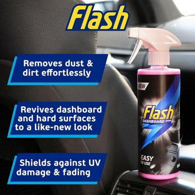 FLASH Car Dashboard & Cockpit Cleaner Interior Plastic Shine Spray 4x500ml