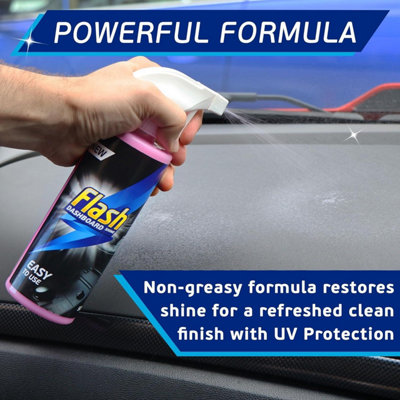 FLASH Car Dashboard & Cockpit Cleaner Interior Plastic Shine Spray 4x500ml