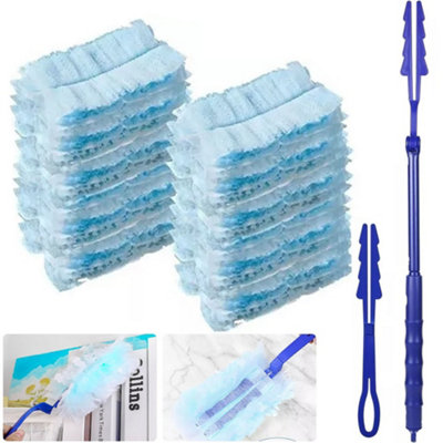 Flash Dust Magnet Fluffy Duster Refills KIT with Short Long HANDLE & 32 ...
