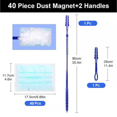 Flash Dust Magnet Fluffy Duster Refills KIT with Short Long HANDLE & 32 ...