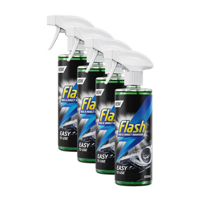 FLASH Insect Bug Remover Spray Powerful Car Cleaner for Tar & Bugs 4x500ml