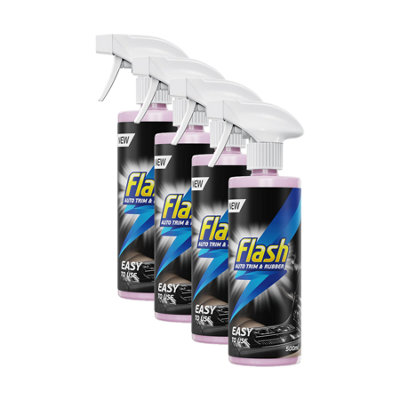 FLASH Trim & Rubber Care Dashboard Bumper Protector & Cleaner Spray 4x500ml