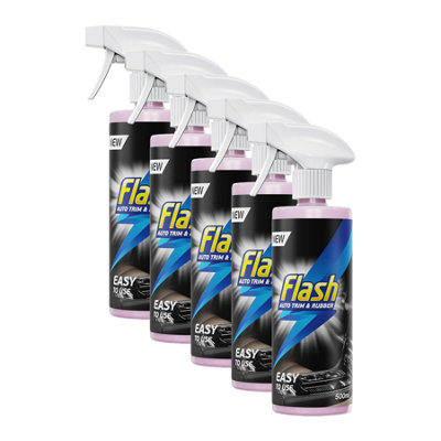 FLASH Trim & Rubber Care Dashboard Bumper Protector & Cleaner Spray 5x500ml