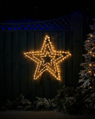 Flashing Star Rope Light Silhouette Warm White 72cm