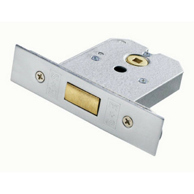Flat BS Deadbolt Lock 76mm Satin Chrome Plated Door Security Latch ...