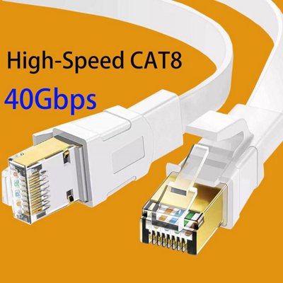 Flat Cat8 Ethernet Cable 20M, RJ45 High Speed 40Gbps 2000MHz Shielded ...