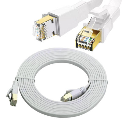 Flat Cat8 Ethernet Cable 5M, RJ45 High Speed 40Gbps 2000MHz Shielded ...