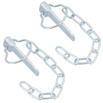 Flat Cotter Spring Ring / Linch Pin and Chain PAIR Zinc Plated