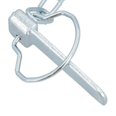 Flat Cotter Spring Ring / Linch Pin and Chain PAIR Zinc Plated