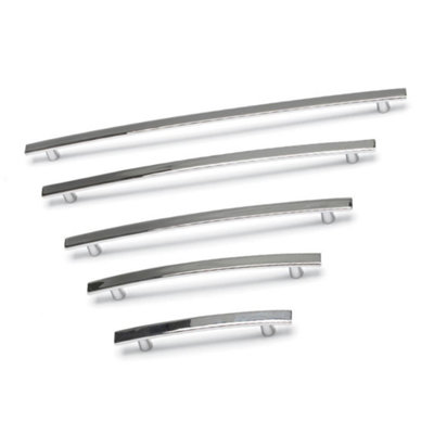 Flat Curve Kitchen Cabinets Bow Handle, 196mm Centres, Chrome, Pack of 2