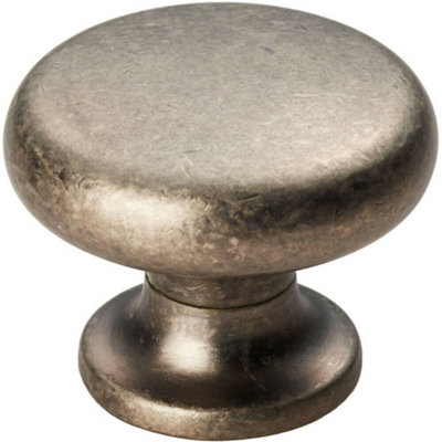 Flat Faced Round Door Knob 34mm Diameter Pewter Small Cabinet Handle ...