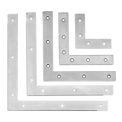 Flat L Shape Corner Fixing Mending Plates 160mm x 160mm x 22mm - Set of 4
