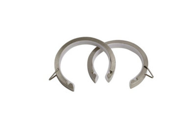 Flat Lined Passing "C" Rings for 28mm Curtain Poles (x24) - Satin Silver