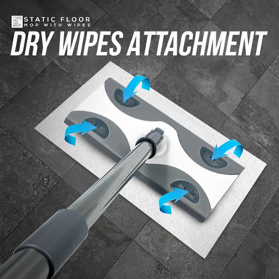 Flat Mop with 10 Disposable Static Floor Wipes