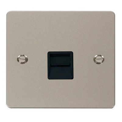 Flat Plate Pearl Nickel Secondary Telephone Single Socket - Black Trim ...