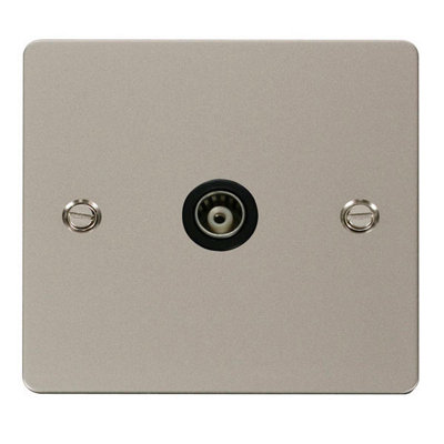 Flat Plate Pearl Nickel Single Isolated Coaxial Socket - Black Trim ...