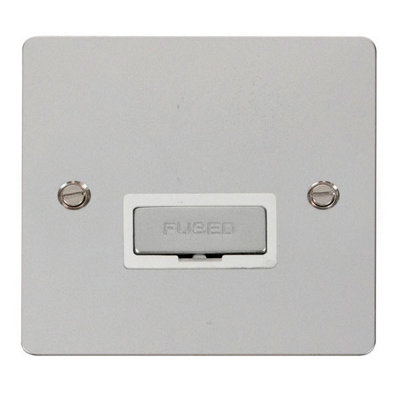 Flat Plate Polished Chrome 13A Fused Ingot Connection Unit - White Trim ...