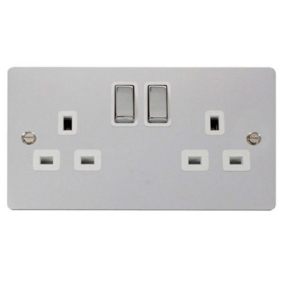 Flat Plate Polished Chrome 2 Gang 13A DP Ingot Twin Double Switched ...