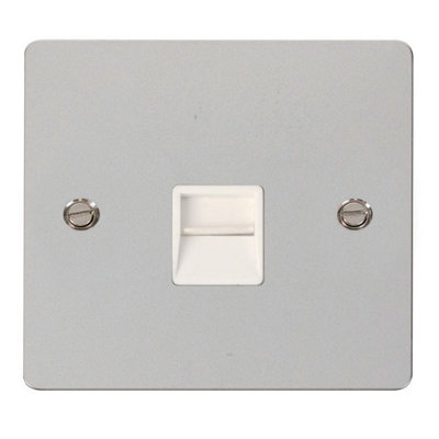Flat Plate Polished Chrome Master Telephone Single Socket - White Trim ...