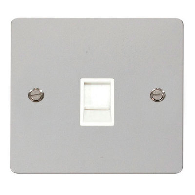 Flat Plate Polished Chrome Rj11 Socket - White Trim - SE Home | DIY at B&Q