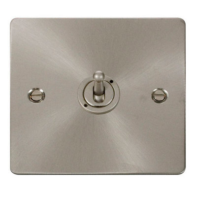 Flat Plate Satin / Brushed Chrome 1 Gang 2 Way 10AX Toggle Light Switch ...
