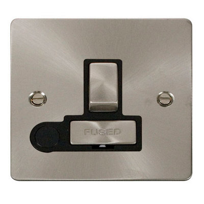 Flat Plate Satin / Brushed Chrome 13A Fused Ingot Connection Unit ...