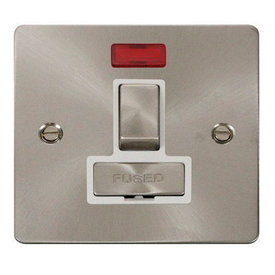 Flat Plate Satin / Brushed Chrome 13A Fused Ingot Connection Unit ...