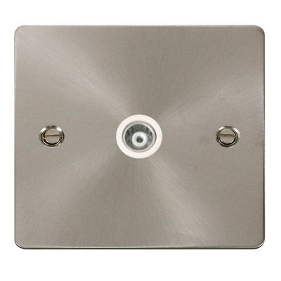 Flat Plate Satin / Brushed Chrome Single Isolated Coaxial Socket ...