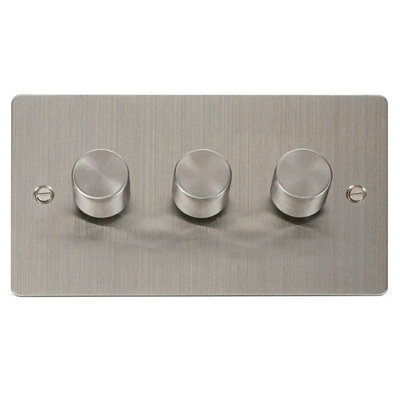 Flat Plate Stainless Steel 3 Gang 2 Way LED 100W Trailing Edge Dimmer ...