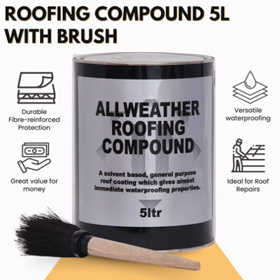Flat Roof Waterproofing Compound 5L with Application Brush - Quality ...