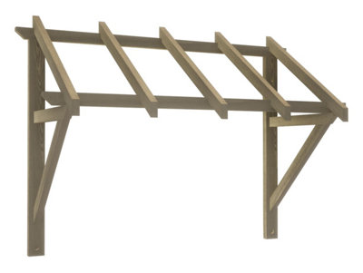 Flat roof wooden Porch Canopy 1.8m pressure-treated, (H) 1340mm x (W ...
