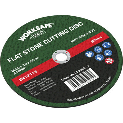 Flat Stone Cutting Disc - 230 x 3.2mm - 22mm Bore - 6650 Max RPM ...