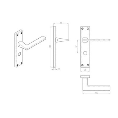 Flat Straight Lever on Bathroom Backplate Handle 180 x 40mm Polished Chrome