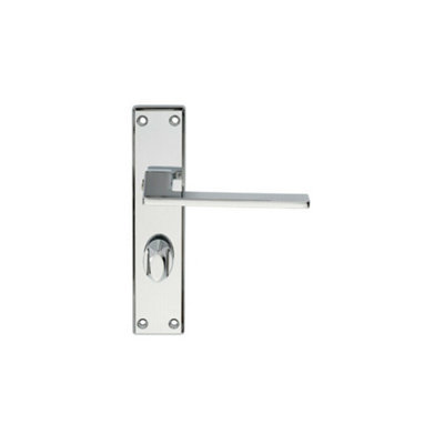 Flat Straight Lever on Bathroom Backplate Handle 180 x 40mm Polished Chrome