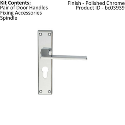 Flat Straight Lever on Euro Lock Backplate Handle 180 x 40mm Polished ...