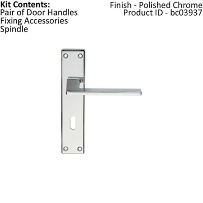 Flat Straight Lever on Lock Backplate Door Handle 180 x 40mm Polished ...
